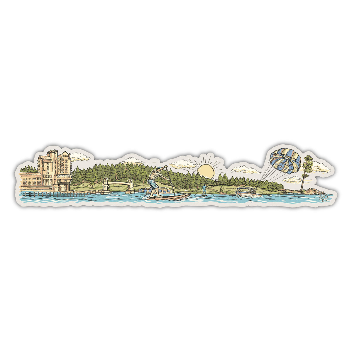 A Coeur d'Alene Summer Scene Sticker - Large – CDA IDAHO Clothing Company